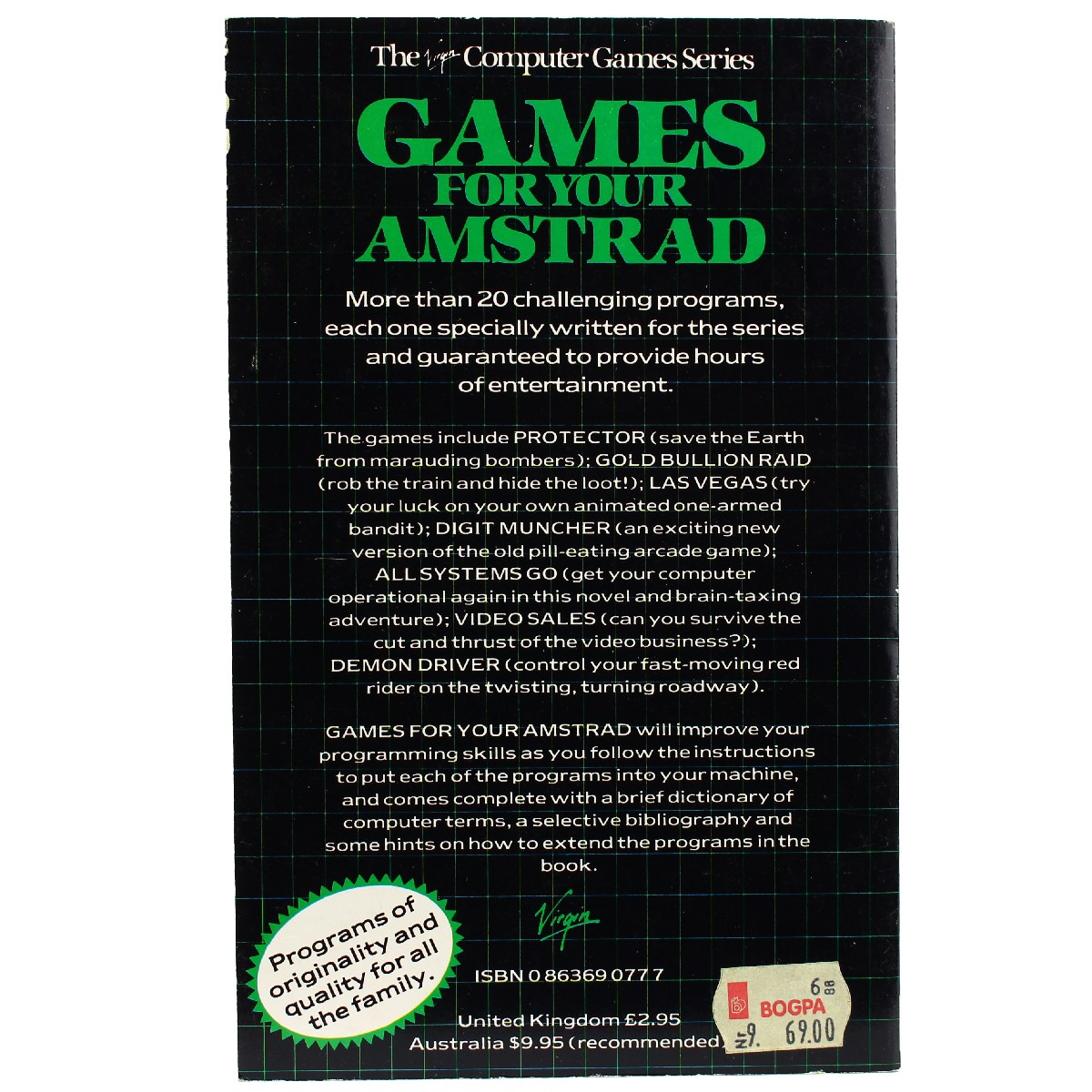 Games for your Amstrad Games - Virgin Computer Game Series - WTS Retro