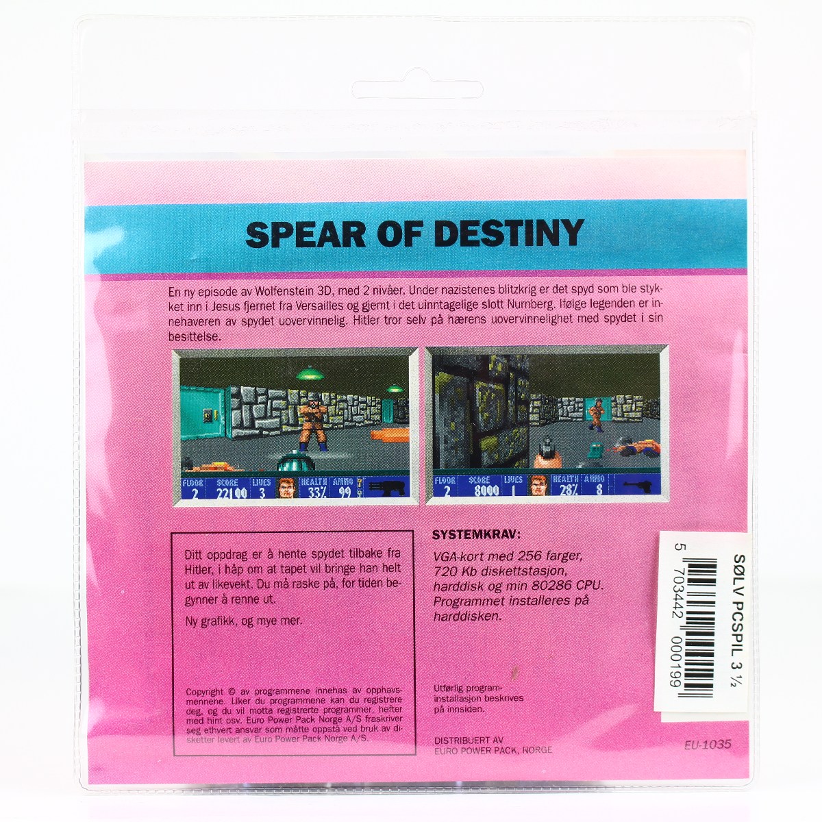 Spear of Destiny (PC/DOS, 3.5″ Floppy Disk, Euro Power Pack)