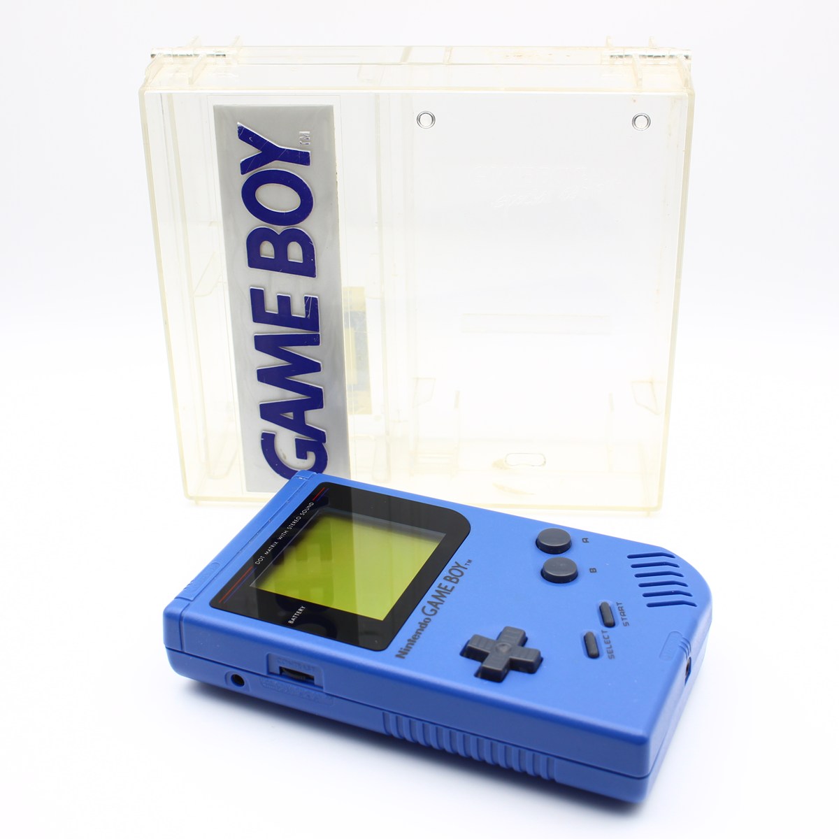 Nintendo Game Boy Classic Blue Edition i Original Display Case - WTS Retro